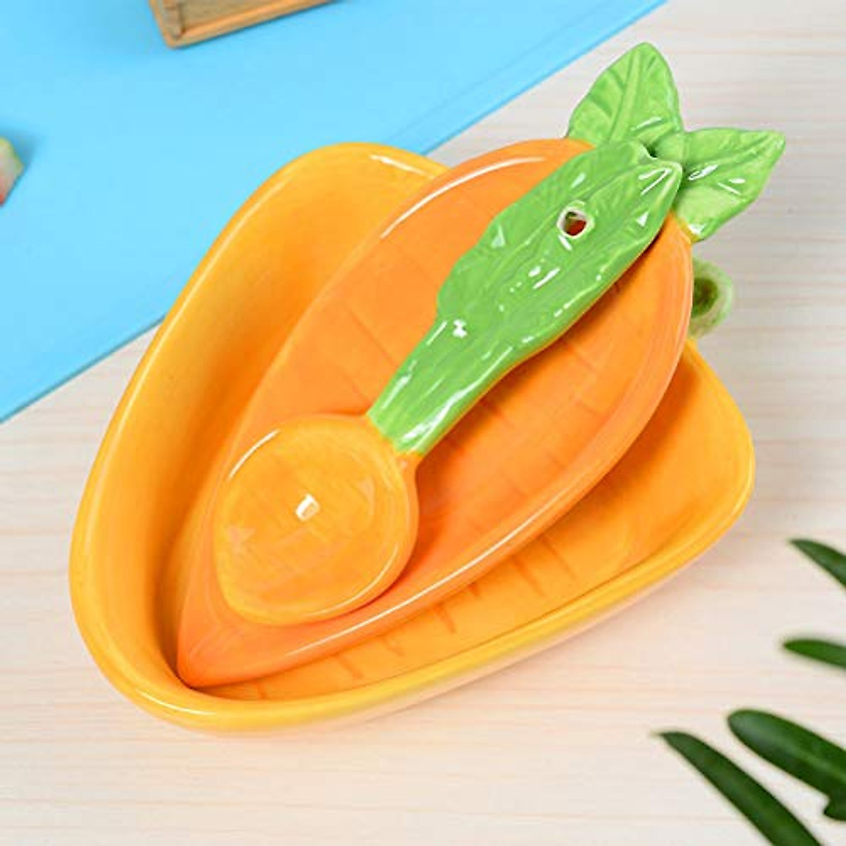 UPKOCH Veggie Platter 2pcs Ceramic Carrot Shape Dishes Dipping Bowls Appetizer Plates Sauce Platter Dinnerware Kids Cutlery