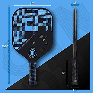 OWN THE NET Pickleball Paddles, USA-Based Brand, Premium Pickleball Paddle Set with Patented Carbon Fiber Graphite, Includes 2 Paddle Covers and 2 Outdoor Balls with Carry Bag (Sky Blue)