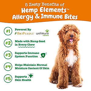 Zesty Paws Dog Allergy Relief - Anti Itch Supplement - Omega 3 Probiotics for Dogs - Salmon Oil Digestive Health - Soft Chews for Skin & Seasonal Allergies - with Epicor Pets – Hemp - 90 Count…