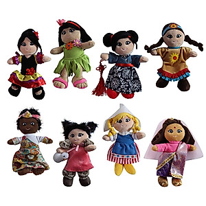 Snuggle Stuffs Soft Plush Around The World 8" Dolls, 8 Pack