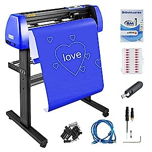 VEVOR Vinyl Cutter 28 Inch Vinyl Cutter Machine with 20 Blades Maximum Paper Feed 720mm Vinyl Plotter Cutter Machine with Sturdy Floor Stand Adjustable Force and Speed for Sign Making
