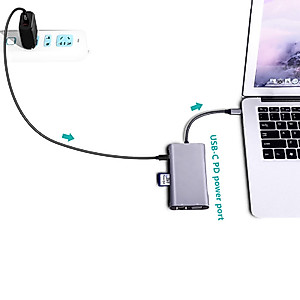 USB C Hub 10 in 1 Type C Hub with Ethernet, 4K USB C to HDMI, VGA, PD Power Delivery, 3 USB 3.0 Ports, USB C to 3.5mm, SD/TF Cards Reader for MacBook/Pro/Air and Type C Windows Laptops
