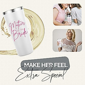 Your Dream Party Shop Mother of the Bride Tumbler, 22oz - Stainless Steel Insulated Wine Cup with Lid and Straw - Mother of the Bride Gifts From Daughter