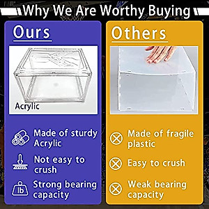 Clear Shoe Box Stackable 3 Pack of Fully Transparent Sneaker Display Storage Box for Men Women, Shoe Boxes Container with Lids, Shoe Organizer for Closet, Acrylic Boxes for Display - Large Size 14.2'' X11'' X8.7''