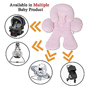 Pro Goleem Infant Car Seat Head Neck Body Support, Ultra-Soft Minky and Microfiber Newborn Car Seat Insert Cushion, Perfect for Car Seat, Stroller, 2-in-1 Reversible, Girls, Pink