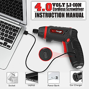 hyperpower S025 4V Cordless Screwdriver,230RPM, 2.0A Battery Electric Screwdriver With LED Light, 54pcs CRV Bits in Deluxe Transparent Box