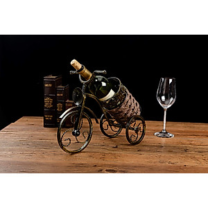 Asian Home Bicycle Wine Bottle Holder Desktop Bike Wine Rack Freestanding Countertop Bottle Holder for Wine Storage, Metal, Gold Colored