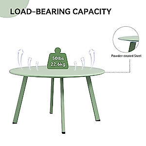 Nalupatio Patio Round Outdoor Coffee Table Side Table Round end Table Weather Resistant Steel Large/Normal Round End Table Outdoor Side Table for Balcony, Porch, Deck, Poolside Yard Garden