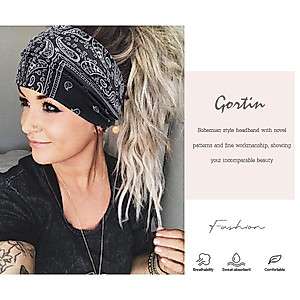 GORTIN Extra Wide Headbands for Women Boho Knotted Turban Head Wraps Stretchy African Head Band Motorcycle Headband Hair Accessories for Women Pack of 3