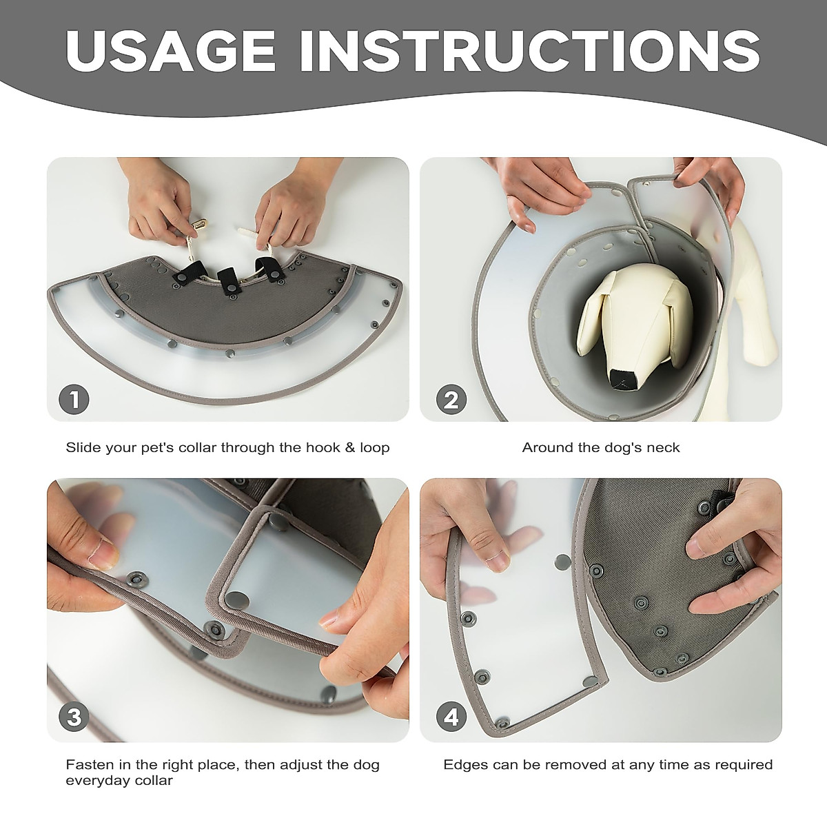 Pilviset Soft Dog Cone Collar After Surgery,Clear Padded Collar,E-Collars for Dogs to Prevent Licking Wound, Adjustable Dog Recovery Collar for Large Medium Small Dog,Elizabethan Collar XL