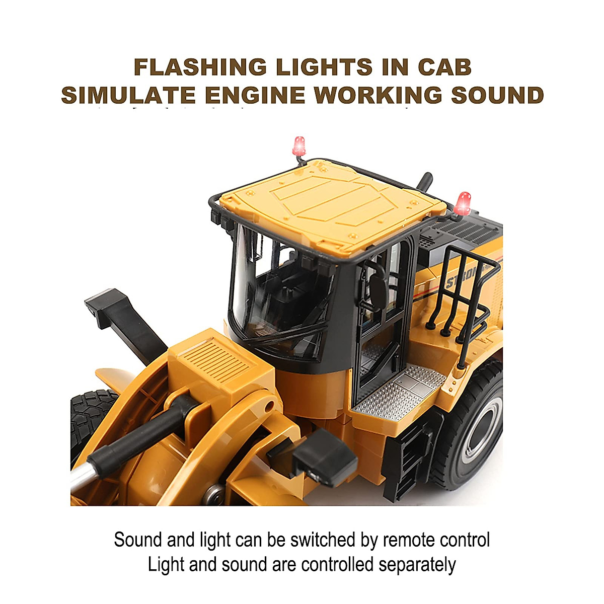 Hitish Remote Control Front Loader 2.4Ghz 9 Channel RC Bulldozer Construction Vehicle Radio Control Tractor Truck Toy with Lights & Sounds for Kids Age 8, 9, 10 and Up Years Old