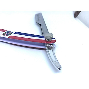 Dominican Flag Straight Edge Barber Razor Folding Shaving Razor