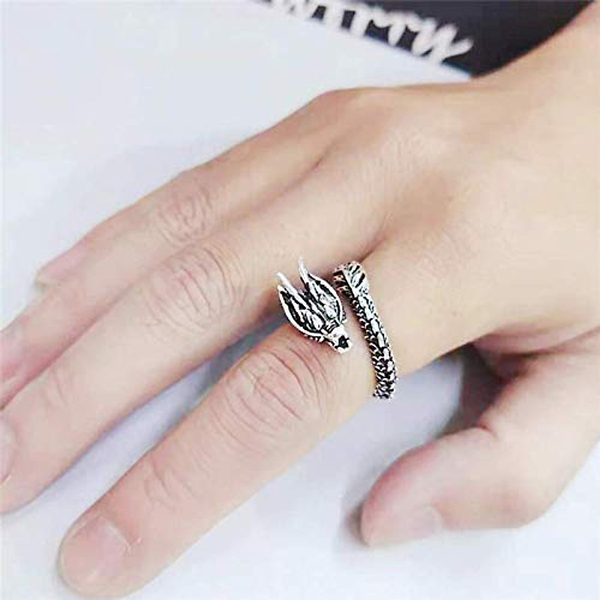 3D Ouroboros Ring 925 Sterling Silver Snake Serpent Thai Dragon Tribal Eating Tail Mayan Cobra Stainless Diamond Leviathan Poseidon Coiled Dragon Sea Beach GOT Chrome Carbon (ouroboros) (S925)