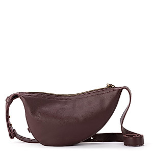 The Sak Tess Sling Bag in Leather, Adjustable Crossbody Strap, Mahogany