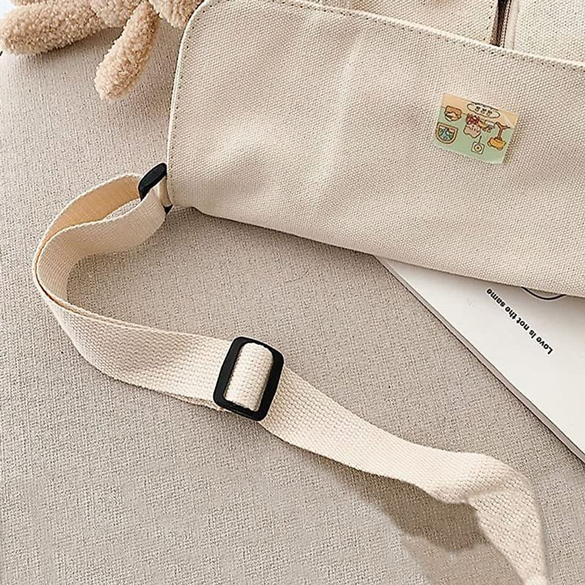 PRAGARI Canvas Crossbody Bag Messenger Cute Bag with Pins and Pendant for Women Girls Casual Shoulder Aesthetic School bag