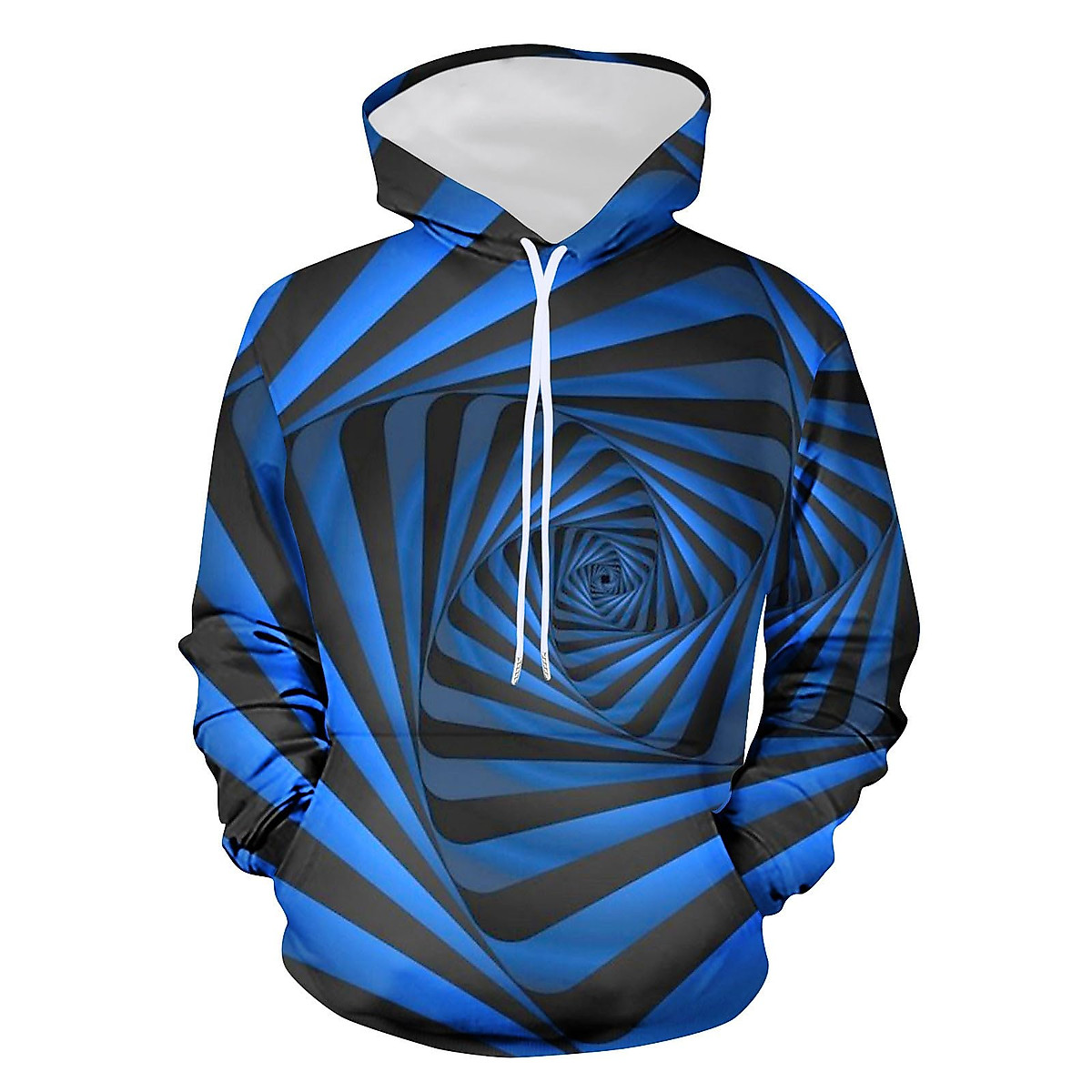 Muscularfit graphic sweatshirts Long Sleeve T-Shirt Sweatshirts for Men Drawstring 3D Dizziness Print Graphic Pullover Casual Lightweight Hoodies mens fall clothing Blue L