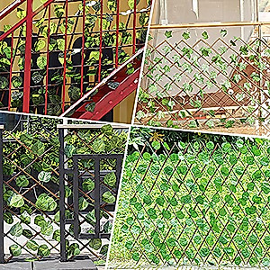 SMLJFO Artificial Ivy Leaf Privacy Fence Screen Plants Vine Hanging Garland Stretchable Fence for Outdoor Garden Porch Patio Home Decor/Big Begonia Leaves