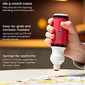 ARTEZA Kids Dot Markers and Activity Book, 6 Nontoxic Bingo Daubers