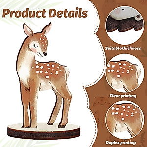 Geetery 12 Pcs Woodland Animals Wooden Animal Cutout Shapes Forest Painted Woodland Baby Shower Decorations Woodland Creatures Wood Table Centerpieces for Woodland Camp Party Supplies (Cute)