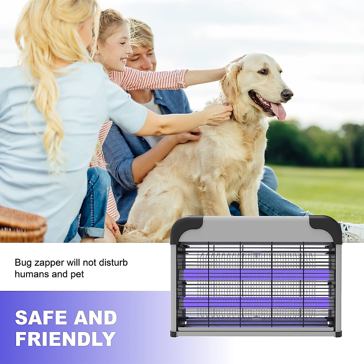 VOLTORB Electric Bug Zapper, Buzzbug Mosquito Zapper, Mosquitoes Flies Killer Repellent Indoor Insect Killer Powerful 2800 Volt Grid UV Light, with Washable Tray Clean Brush Steel Chain