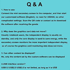 WOWNOVA English Version Computer Temp Monitor, PC Sensor Panel Display, PC Temperature Display for PC ARGB Computer Case Secondary Screen, IPS USB Mini Screen PC CPU RAM HDD Data Monitor