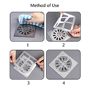 BOYYOEE Disposable Drain Hair Catcher Shower Drain Cover Hair Catcher,Shower Drain Mesh Stickers for Human and Pet Hair for Bathroom Laundry Bathtub Kitchen Sink(4"" X 4""，30 PCS Pack) (50)