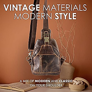 SIXTEASE Crossbody Bag for Women Vintage Style Genuine Leather, Upcycled Canvas, Rug, or Hair On - Cross Body Womens Bags with Inside Zipper Pockets - Crete