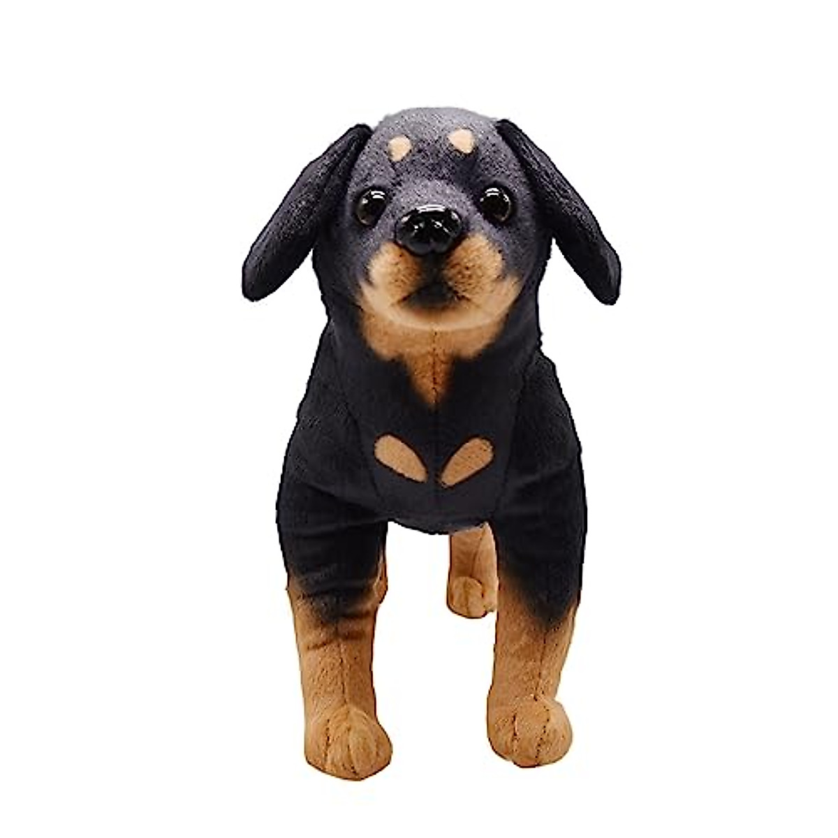 YONLIT Lifelike Rottweiler Dog Stuffed Animal Simulated Plush Puppy Toy Doll Super Realistic Black Dogs Act Like Real Excellent Gifts for Kids Birthday Party Dog Collection 12 Inches