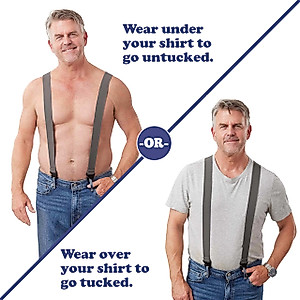HIKERS - Upfitter Hidden Suspenders for Men Under Clothes - 3 Point Belt Loop