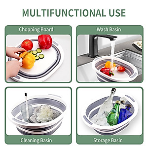 Mecyfaty Collapsible Wash Basin with 8L Capacity, Functions as Both a Dish Basin and a Cutting Board. Portable and Suitable for Use as a Dish Pan for Kitchen Sinks, Camping Sinks