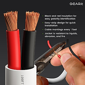 GearIT 12/2 Speaker Wire (50 Feet) 12AWG Gauge - in Wall Audio Speaker Wire Cable / CL2 Rated / 2 Conductors - OFC Oxygen-Free Copper, White 50ft