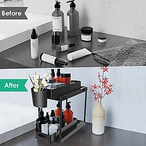 Zology Under Sink Organizer,Multi-purpose Kitchen Organizer and Storage 2-Tier Under the Cabinet Shelf Organization for Kitchen Bathroom and Bedroom