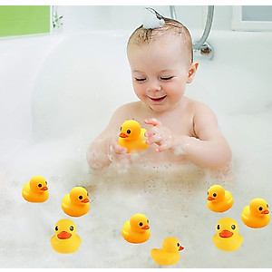 Bath Duck Toys 12 PCS Yellow Rubber Ducks Squeak & Float Ducky Baby Shower Pool Toy for Toddlers Kids Boys Girls