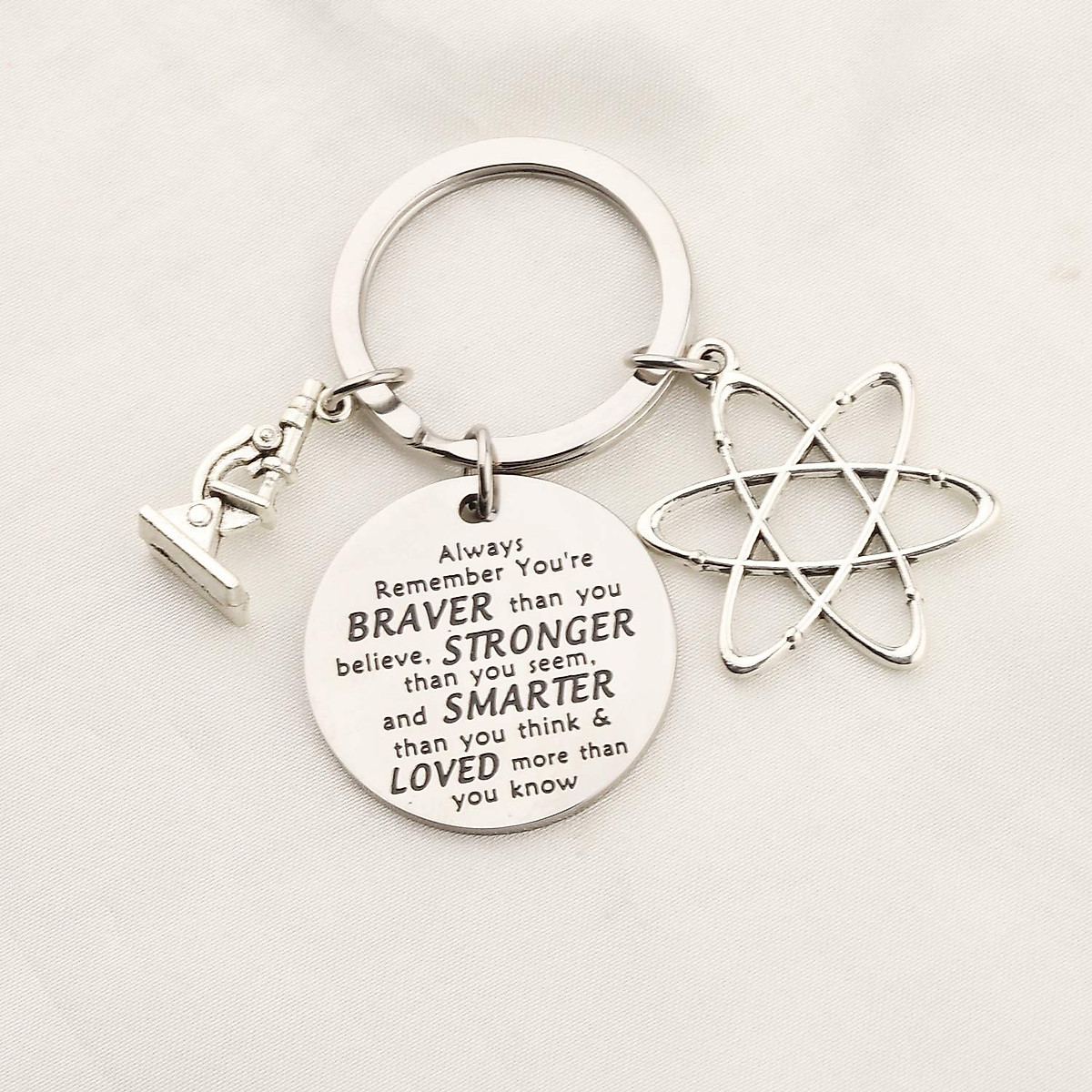 BNQL Science Keychain Atom Gift Science Graduation Gifts Biology Chemistry Science Student Gifts Atom Microscope Charms Chemistry Science Gifts (keychain)