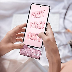 iWALK USB C Portable Charger 4500mAh Ultra-Compact Shiny Small Power Bank Compatible with Samsung Galaxy Z Flip4/3,S23,S22,S21,S20,S10,S9,Note 21/20/10/9/8,LG V35/G8/7,Google Pixel 7/6 Pro/4,Pink