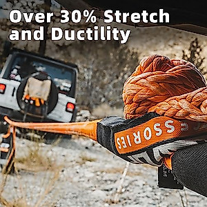 ALL-TOP Kinetic Recovery Rope, 48000 Lbs (1in x 30ft Orange) Extreme Duty 30% Elasticity Energy Snatch Strap for 4x4 Offroad Vehicle