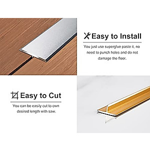 Transition Strip T-Mold Threshold Transition Strip,Vinyl Floor to Laminate Edge Trim,for Tile and Wood Joint Cover,Smooth Transitions(Color:Gray)
