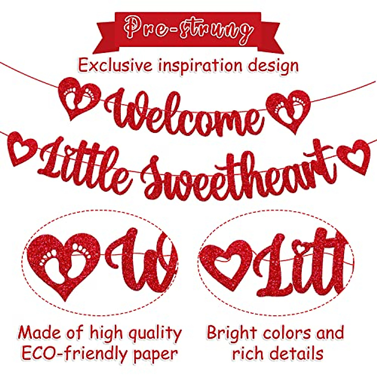 Valentine’s Day Baby Shower Banner Welcome Little Sweetheart Decoration Happy Valentine’s Day Theme Gender Reveal Welcome New Born Baby Celebration Party Supplies