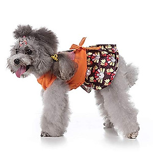 SEIS Thanksgiving Dog Dress Turkey Pet Skirt Bowtie Cats Costume for Cats Puppy Small Medium Dogs (S (Chest Circumference 43cm/16.9"))