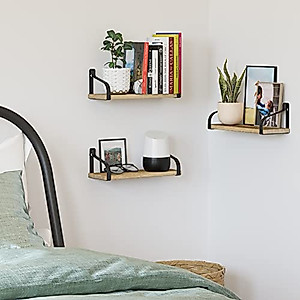 You Have Space Prato 13" Floating Shelves for Wall Storage, Bookshelf Living Room Decor, Bedroom, Kitchen Organization & Bathroom Organizer Wall Shelves, Burnt, Set of 3