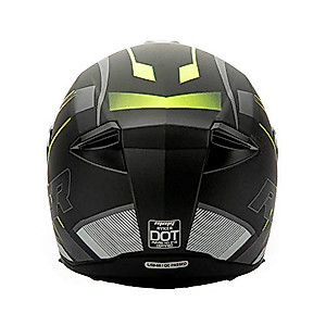Motorcycle Full Face Helmet DOT Street Legal +2 Visors Comes with Clear Shield and Free Smoked Shield (MGAH21) (Matte Black Yellow, Large)