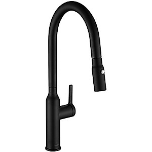 AguaStella AS81MB Matte Black Kitchen Sink Faucet with Pull Down Sprayer Single Handle High Arc