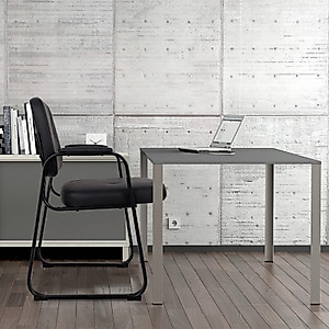 CLATINA Office Desk Guest Chair with Padded Arms Waiting Room Guest Chair Leather Reception Chairs Office Desk Chairs Without Wheels for Restaurant, Library, Barber Store, Set of 4