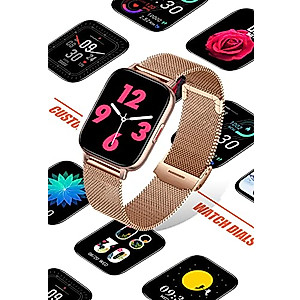 Smart Watch for Women with Bluetooth(Answer/Receive Call) 1.7" Fitness Trackers with Heart Rate Sleep Monitor Waterproof Step Counter Watch for iOS Android (Rose Gold)