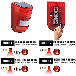 SZYOUMY Solar Powered Sound Alarm Strobe Light Flashing 6LED Motion Detector Security Alarm System 129dB Loud Siren for Home Villa Farm Hacienda Outdoor Yard Day and Night Mode(IP65 Waterproof)