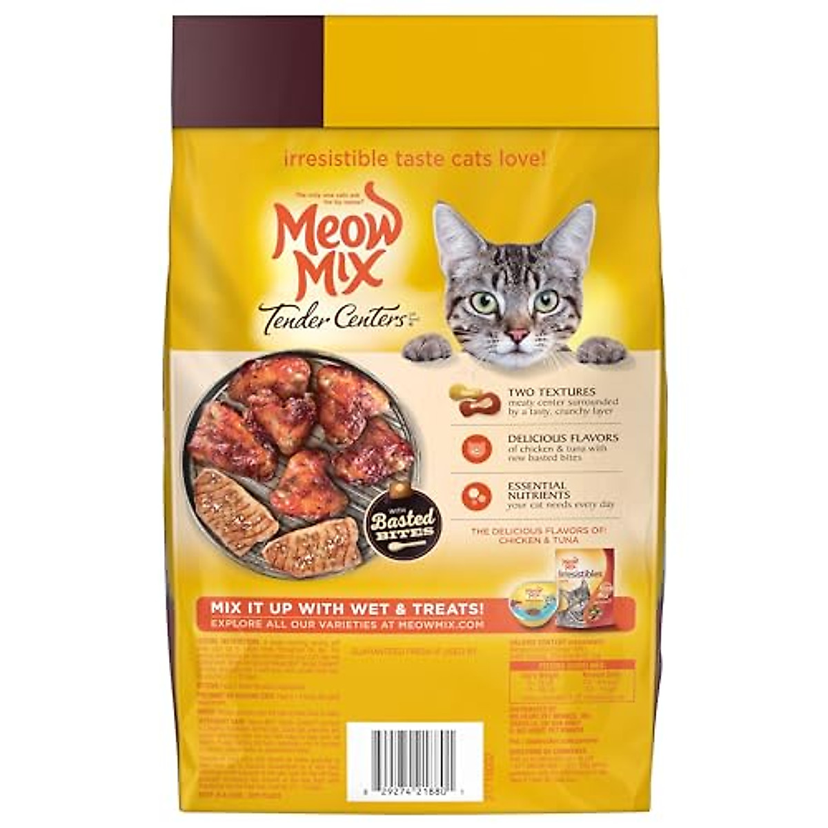 Meow Mix Tender Centers Basted Bites Dry Cat Food, Chicken & Tuna Flavor, 3 Pound Bag (Pack of 4)