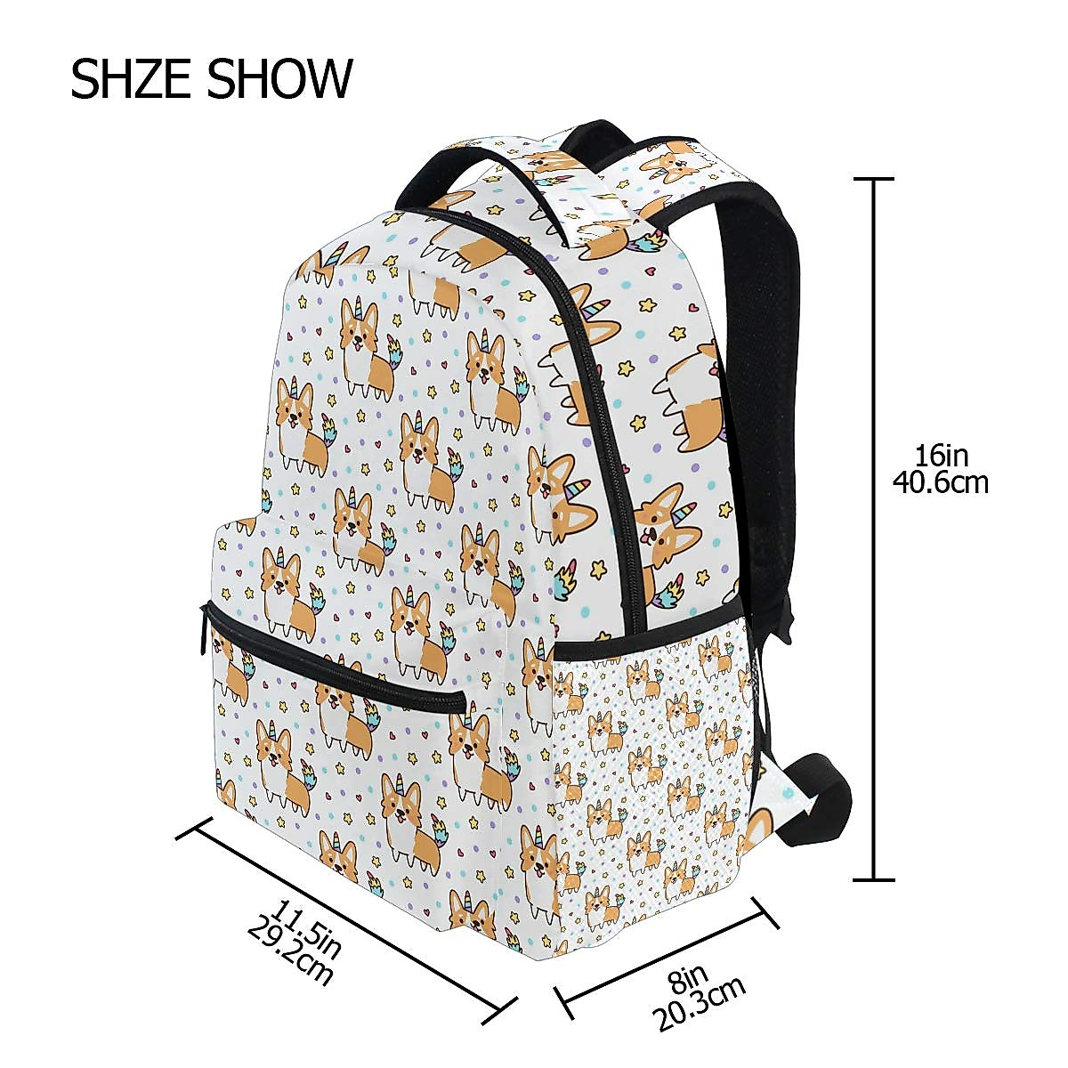 Wamika Welsh Corgi Dog Unicorn Backpacks for Kids Women Men, Dogs Design Computer Laptop Backpack, Casual Book Bag Travel Camping Daypack