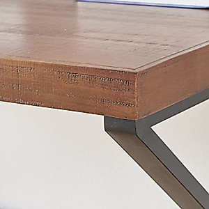 IBF Solid Wood Computer Desk, Natural Real Wooden and Metal Home Office Desk, Farmhouse Industrial Modern Executive Desk Workstation,Laptop PC Table for Gaming Work Writing Study,Rustic Brown,55 Inch