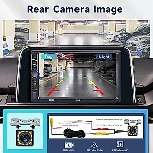 Podofo Double Din Car Stereo with Apple Carplay and Android Auto, 7 Inch HD Touchscreen Car Radio Support Mirror Link/FM/USB/TF/Aux-in/RCA/Bluetooth Car Audio Receiver with Backup Camera