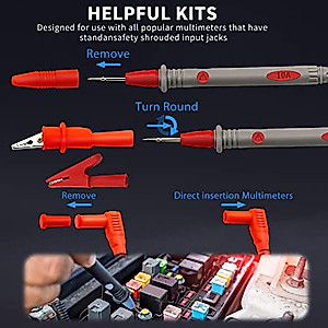 V TELESKY WG-011 III 1000V & CAT IV Test Lead and Safety Alligator Clips Soft Silicone Electrician Test Leads Kit with Silicone Alligator Clips CAT600V (Test Lead)